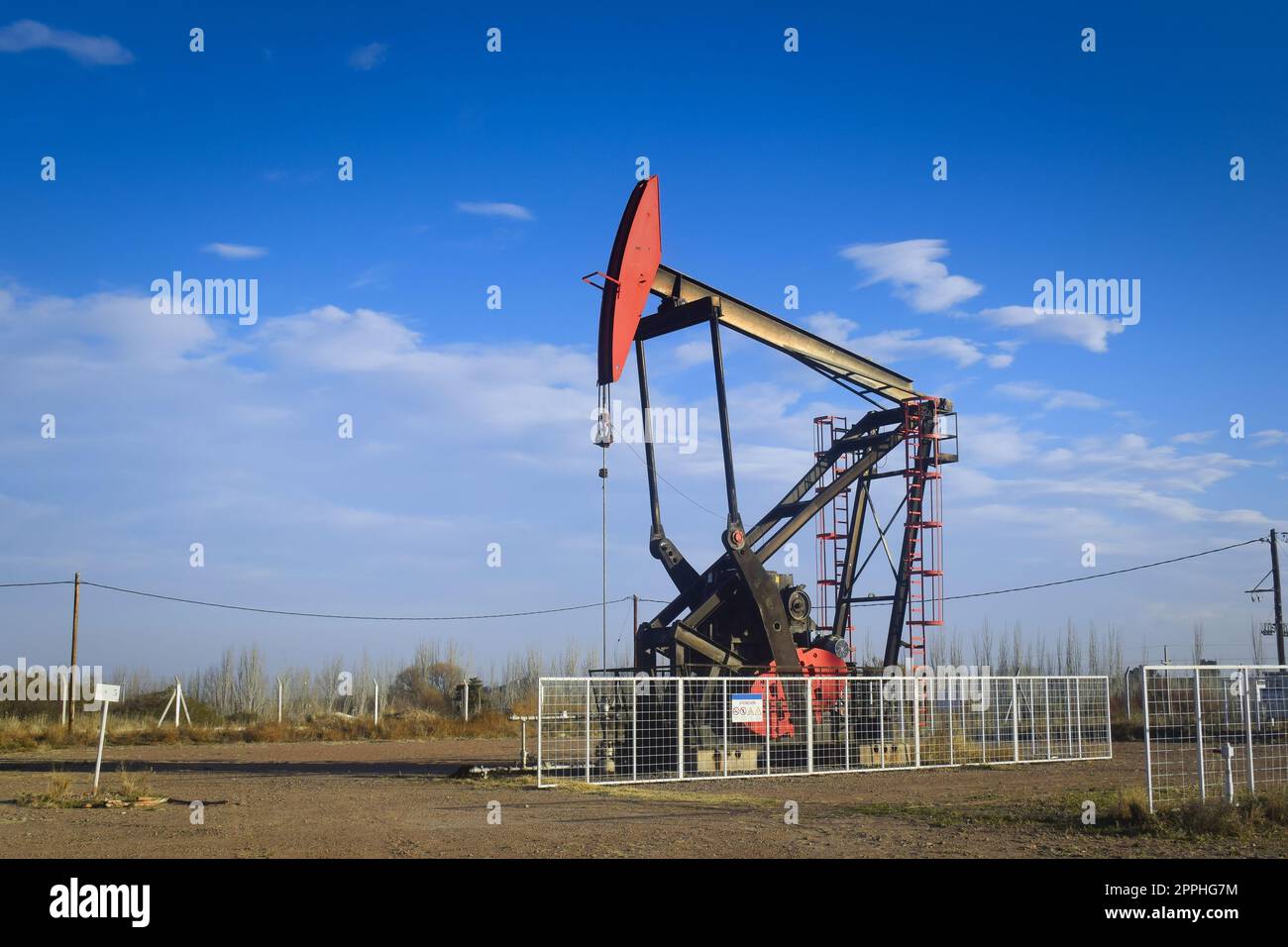 Oil extraction pumpjack in the desert of Mendoza, Argentina Stock Photo ...