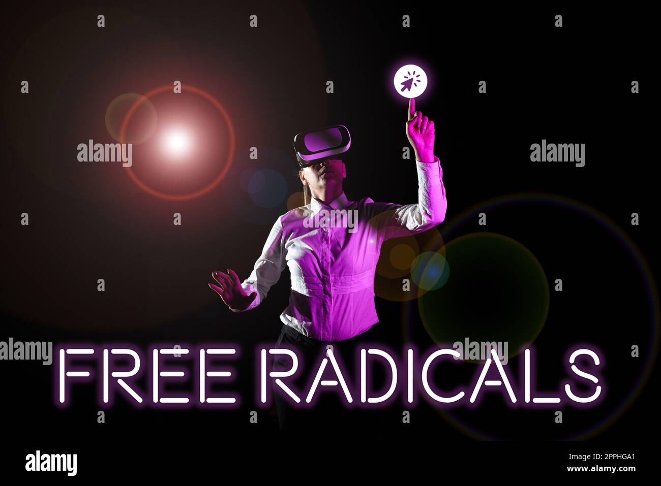 Hand writing sign Free Radicals. Word Written on produced in body by ...