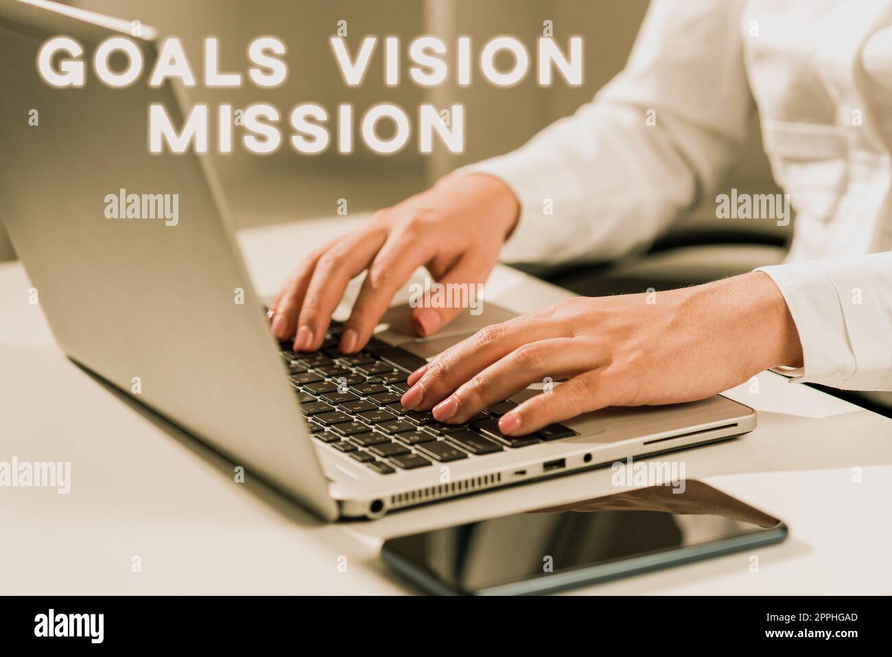 Hand writing sign Goals Vision Mission. Conceptual photo practical ...