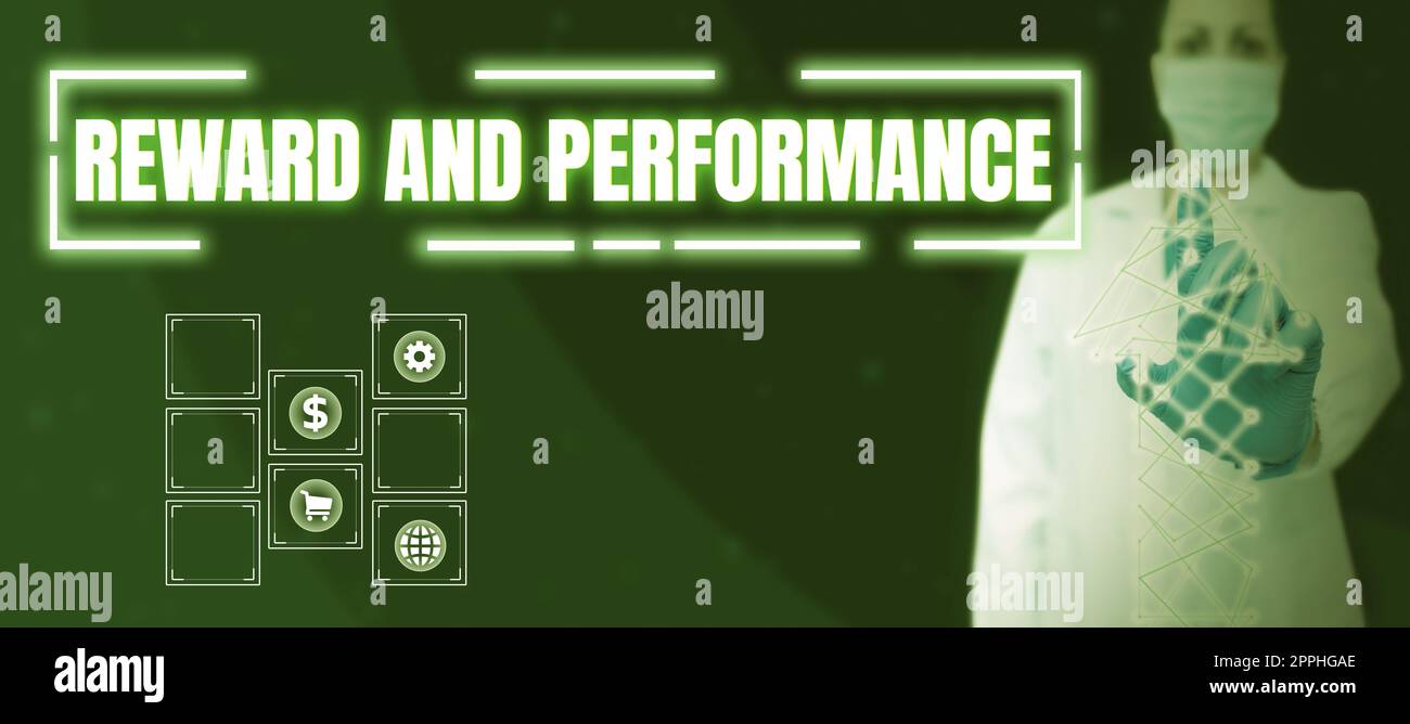Sign displaying Reward And Performance. Business concept Given in ...