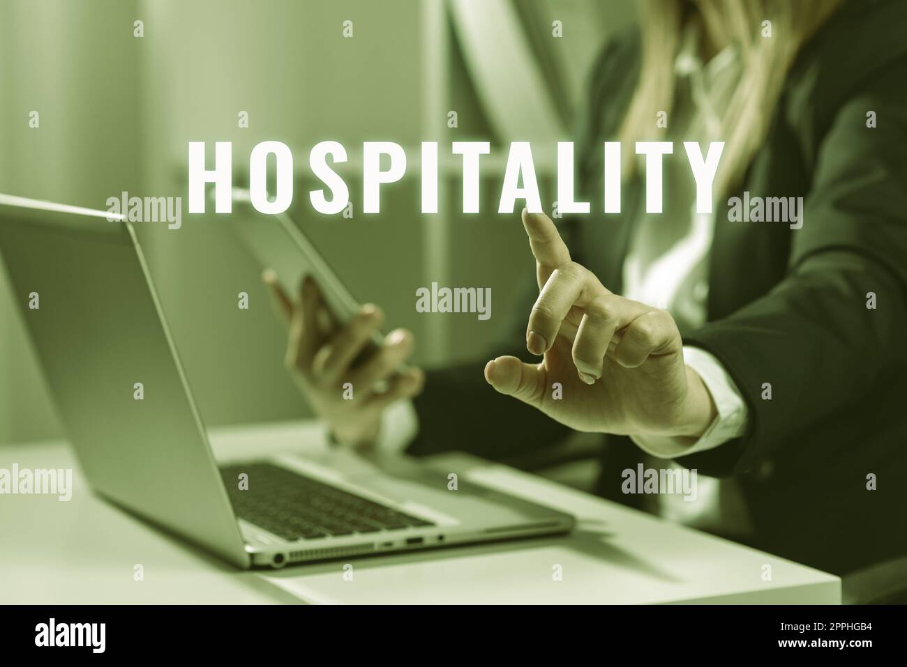 Text showing inspiration Hospitality. Business overview the friendly ...