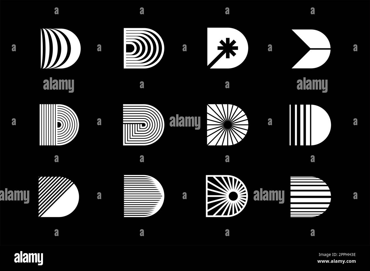 Modern D letter logo template set. Digital D logo vector set Stock ...