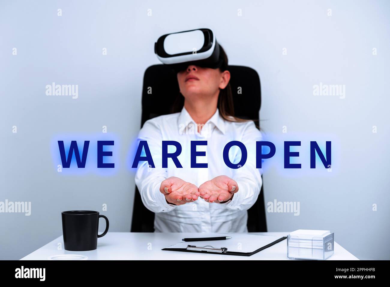 Text caption presenting We Are Open. Word for no enclosing or confining ... Text caption presenting We Are Open. Word for no enclosing or confining ...