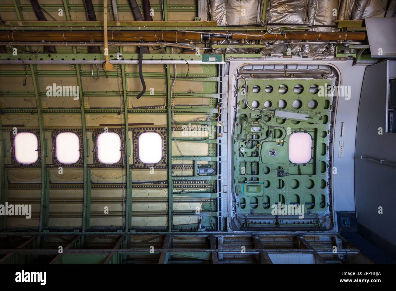 Old vintage airplane cabin interior. Aviation background Stock Photo ...