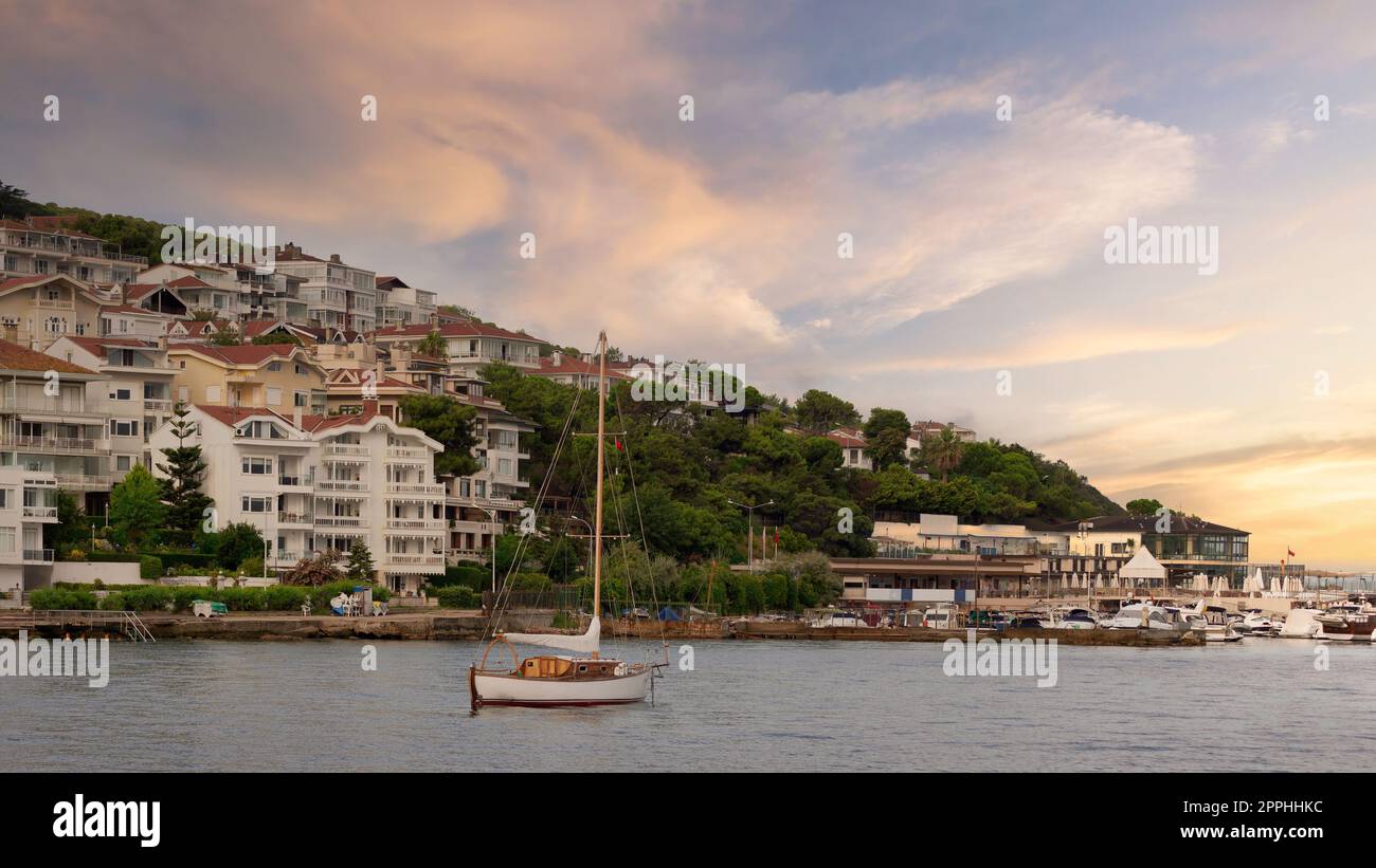 View of the hills of Kinaliada island from Marmara Sea, with ...
