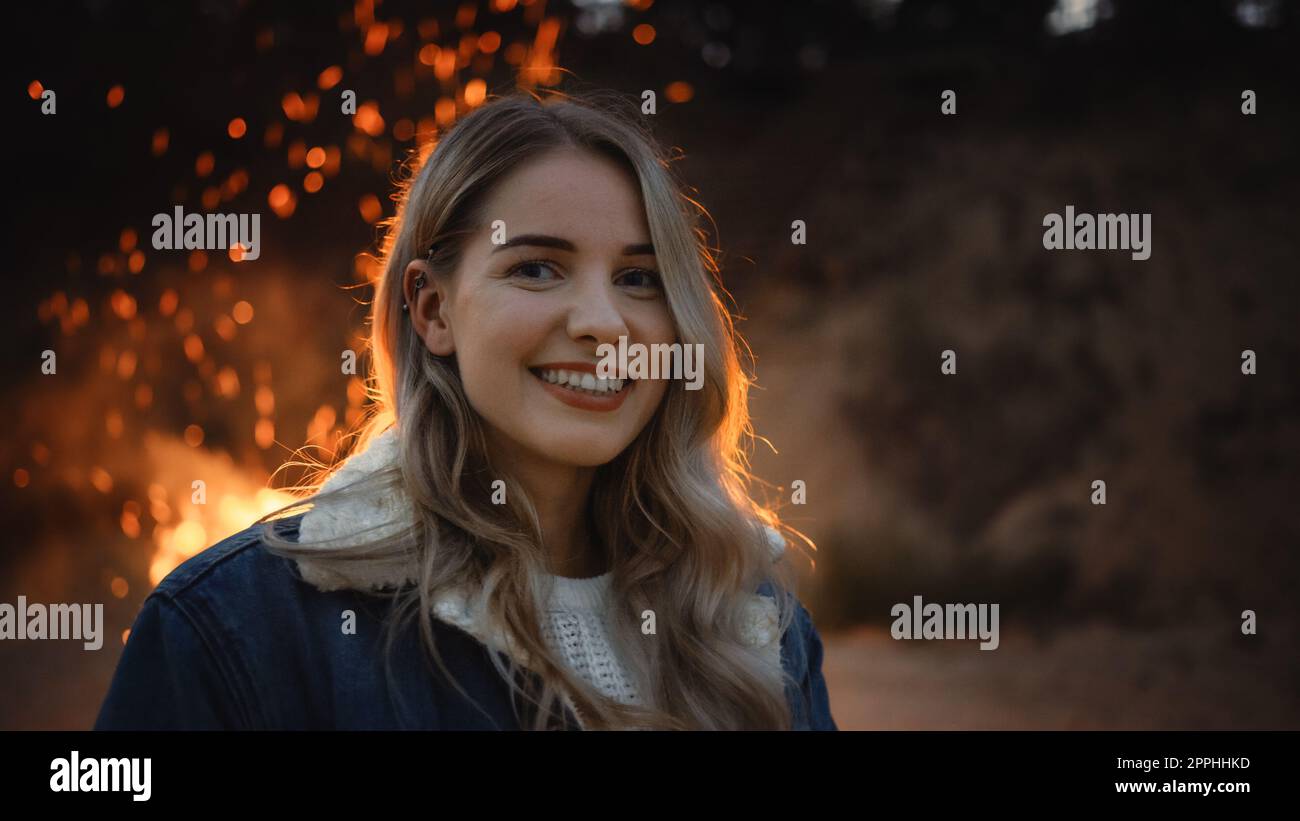 Portrait of a Young Beautiful Blond Woman in a Romantic Evening ...