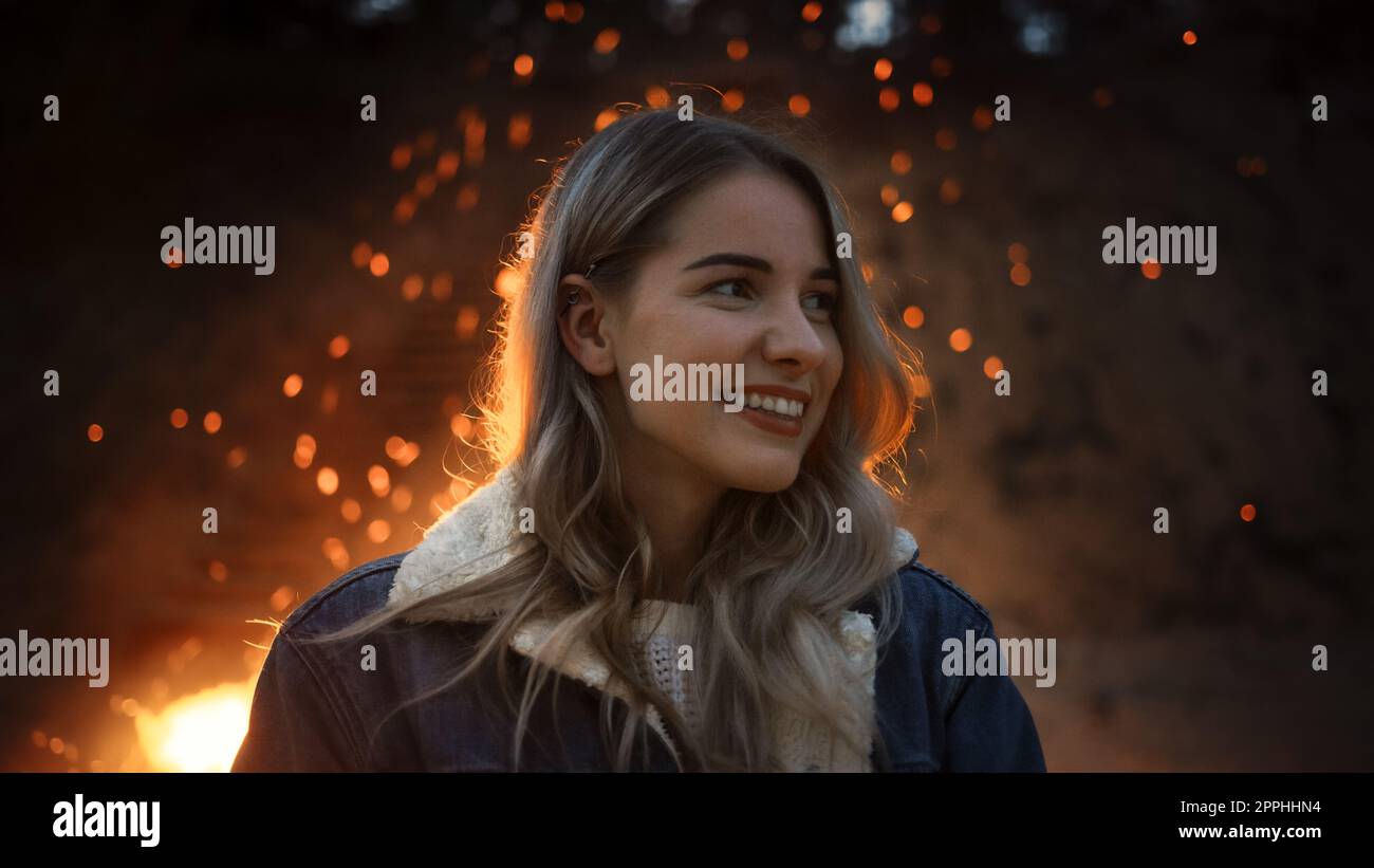 Portrait of a Young Beautiful Blond Woman in a Romantic Evening ...