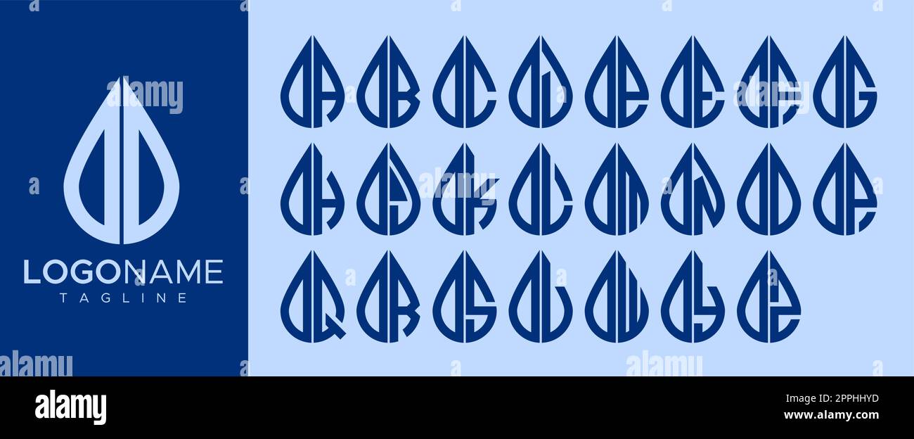 Collection of water drop O letter logo design. Droplet O letter logo ...