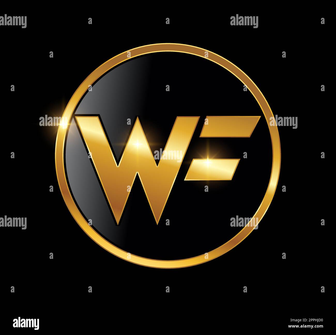 Golden Monogram Logo Initial Letters WF Stock Vector Image & Art - Alamy