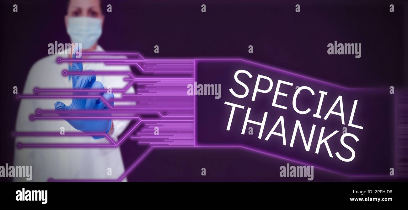 Handwriting text Special Thanks. Business idea expression of ...