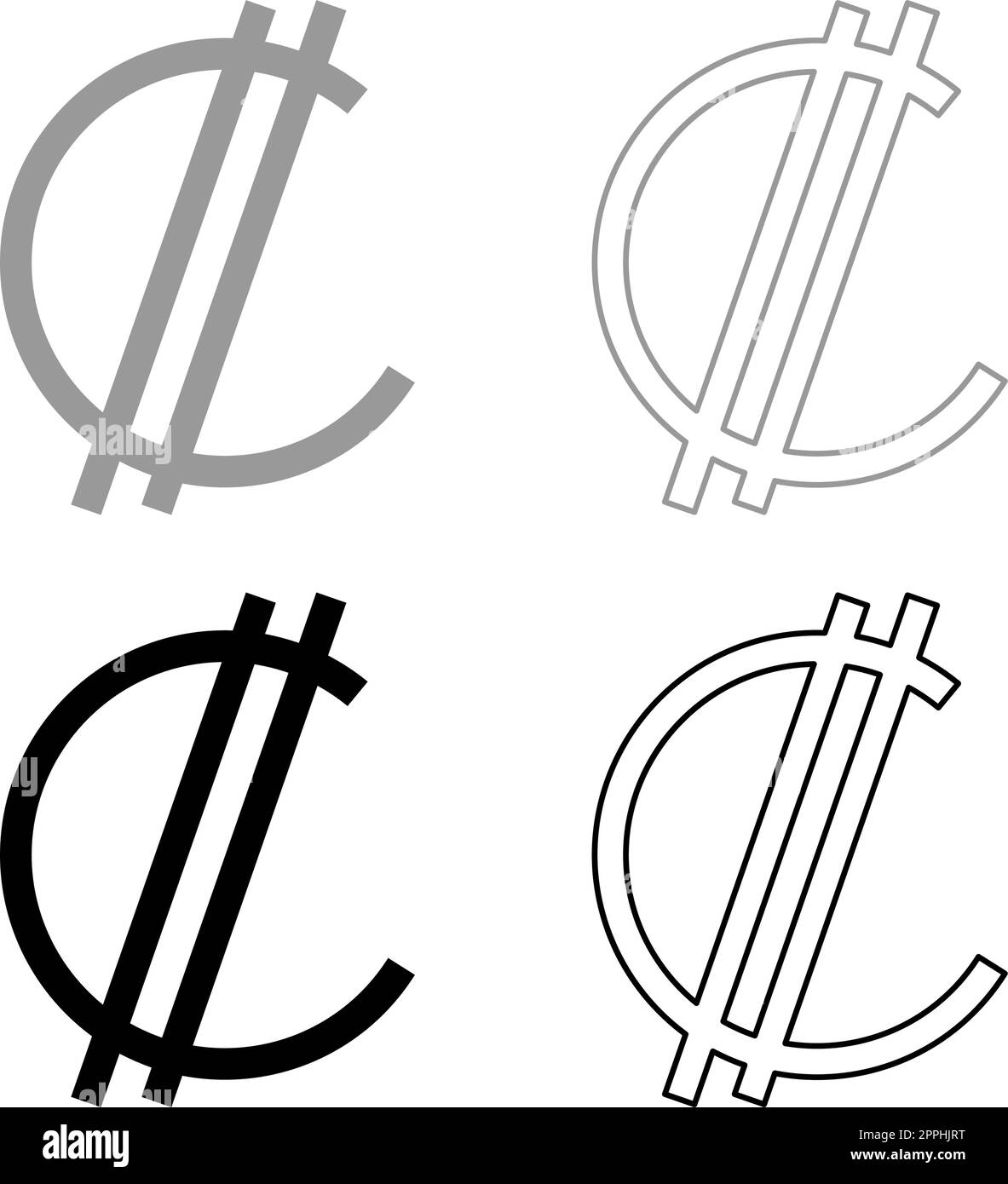 Colon sign currency symbol Costa Rican Salvadoran money CRC set icon ...
