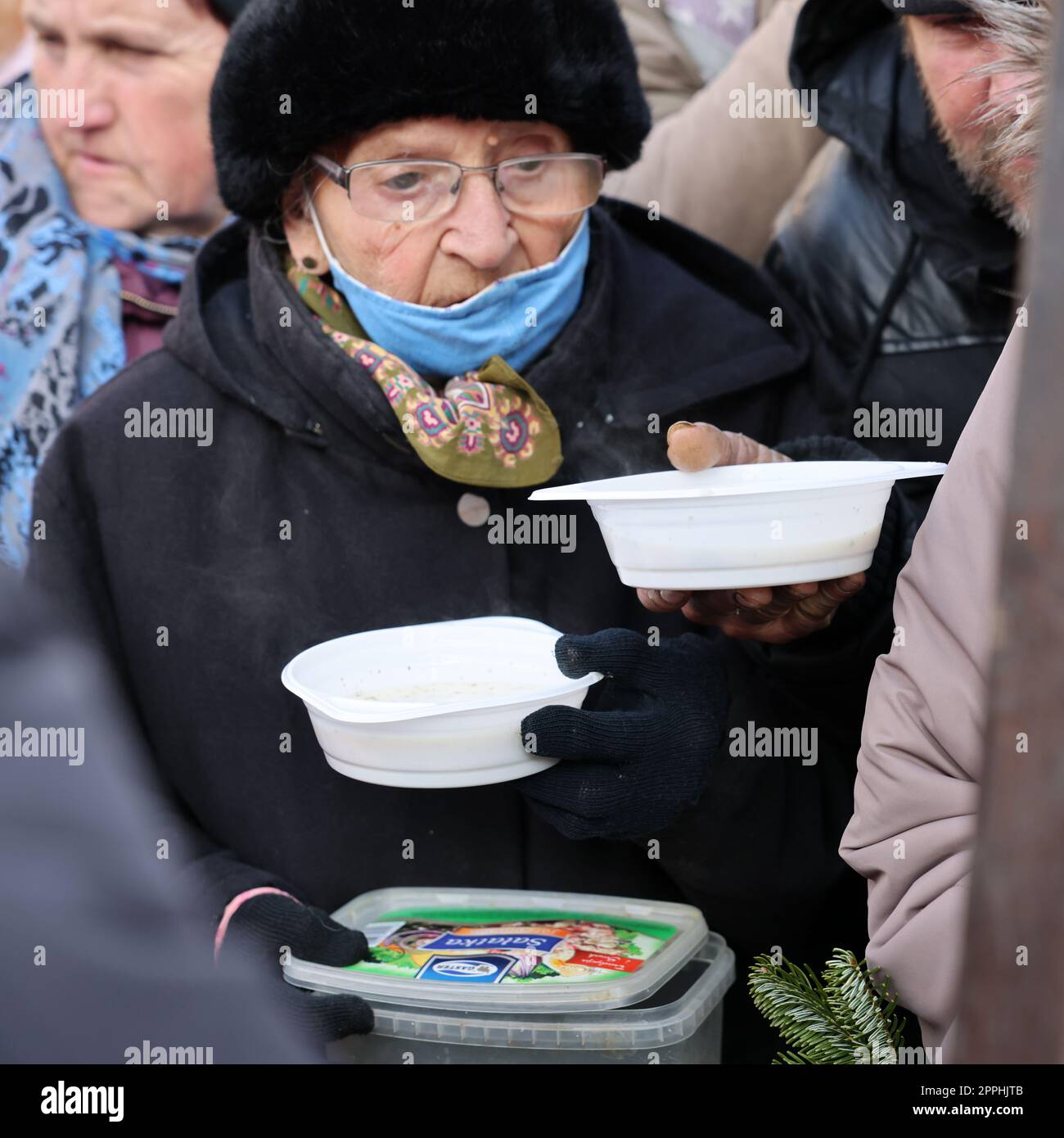 Christmas Eve for poor and homeless on the Main Square in Cracow Stock ...
