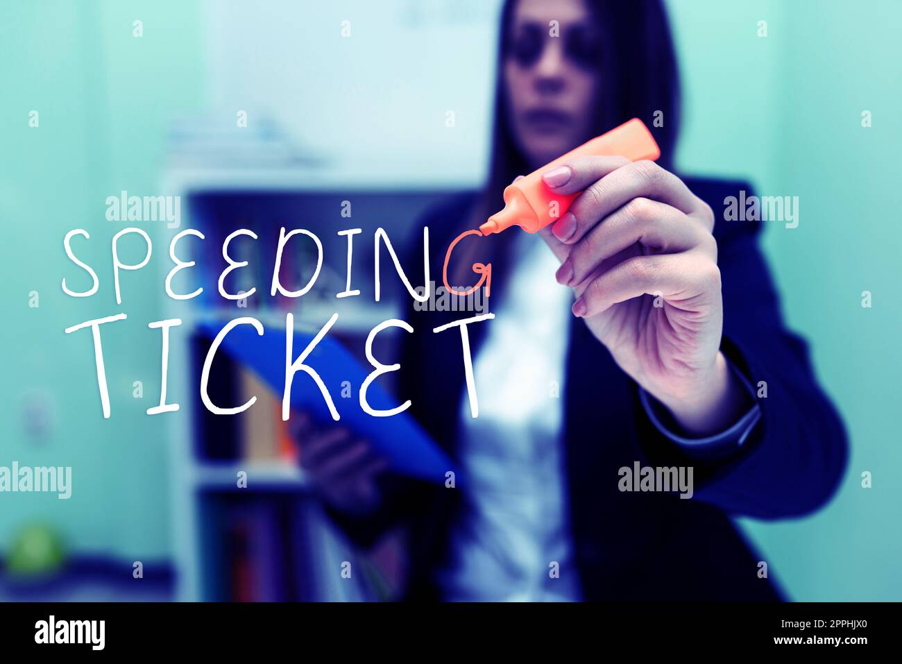 Hand writing sign Speeding Ticket. Word for psychological test for the ...