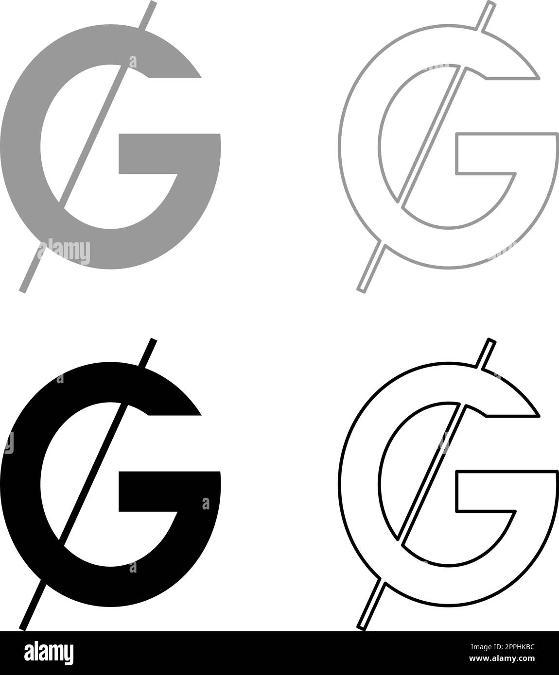 Guarani PYG Sign Paraguay currency symbol Paraguayan set icon grey ...