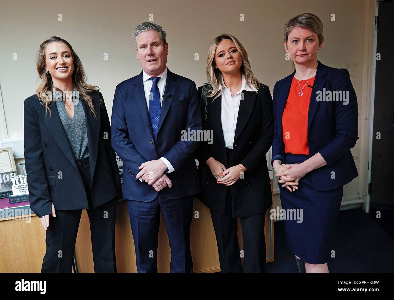 (left to right) Georgia Harrison Labour leader Sir Keir Starmer, Emily ...