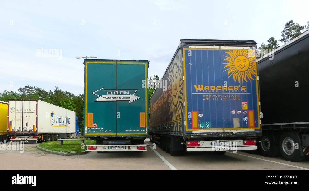 Trucks and Semi Trailer Trucks the Parking lot. Delivery Trucks. Cargo ...