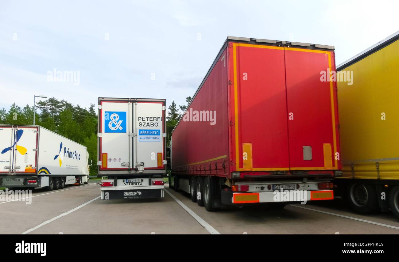 Trucks and Semi Trailer Trucks the Parking lot. Delivery Trucks. Cargo ...