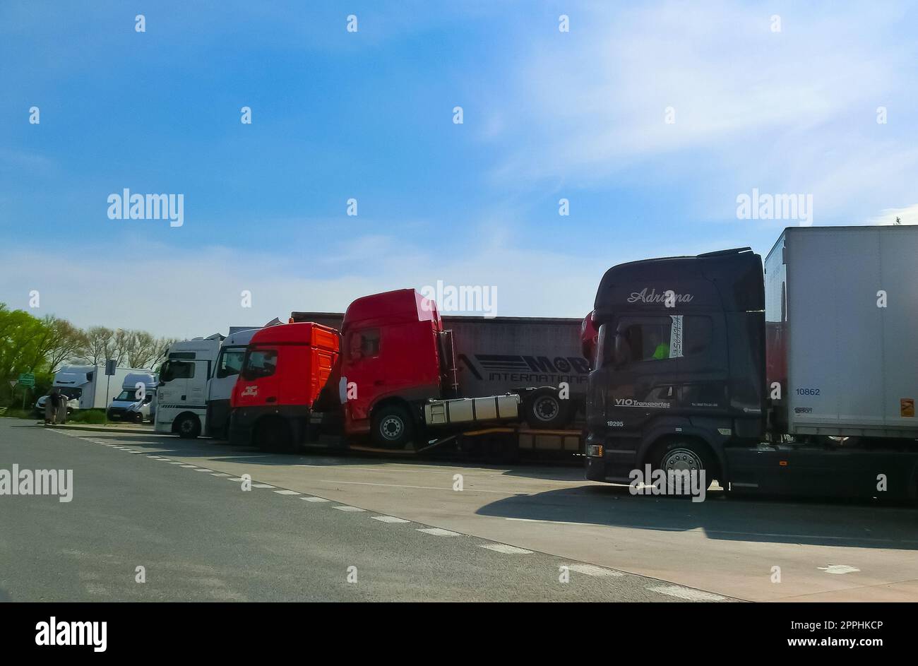Trucks and Semi Trailer Trucks the Parking lot. Delivery Trucks. Cargo ...
