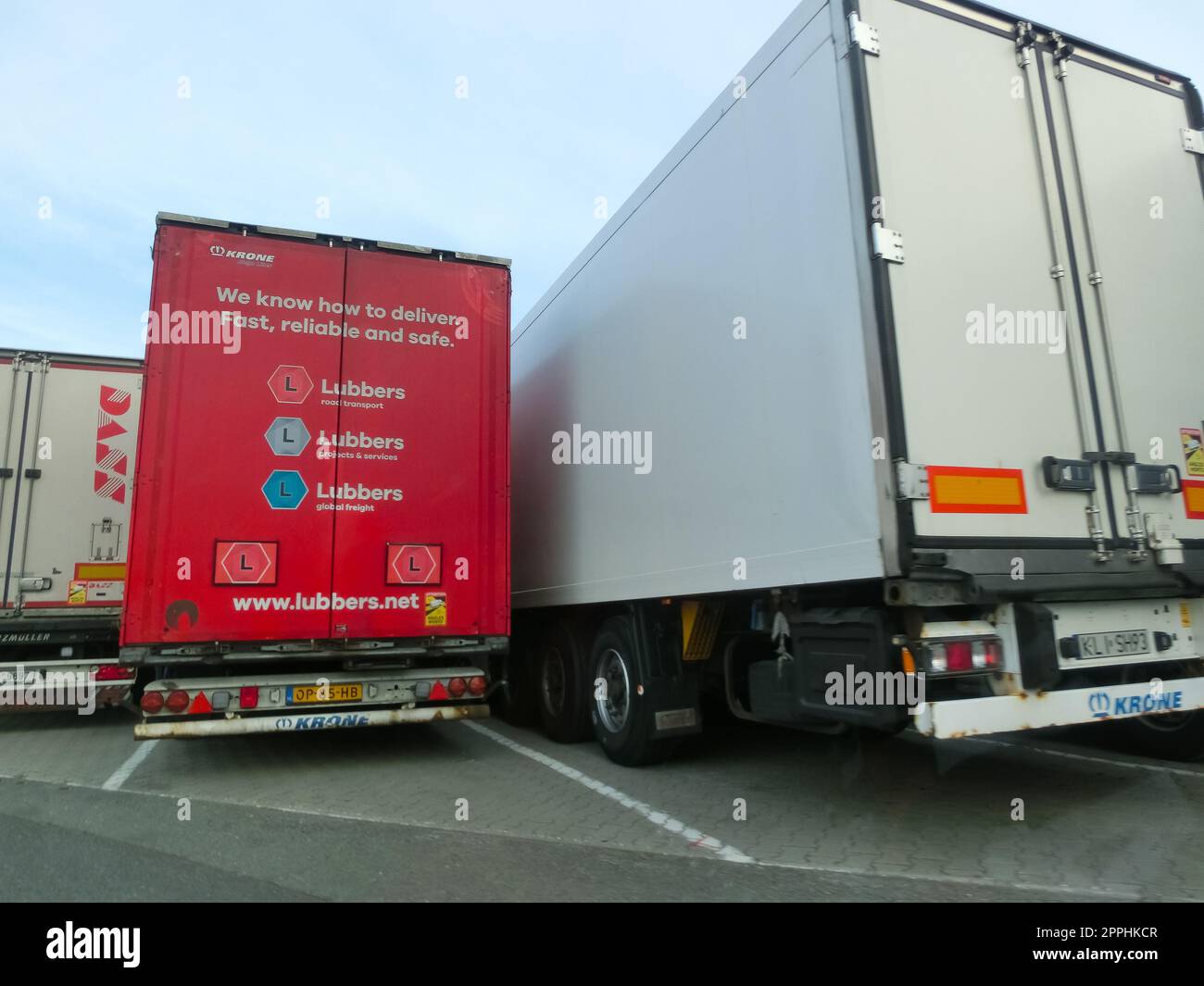 Trucks and Semi Trailer Trucks the Parking lot. Delivery Trucks. Cargo ...