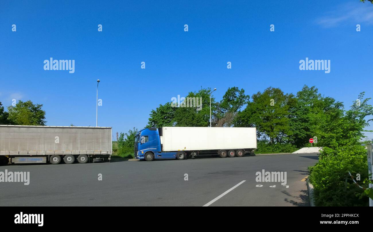 Trucks and Semi Trailer Trucks the Parking lot. Delivery Trucks. Cargo ...