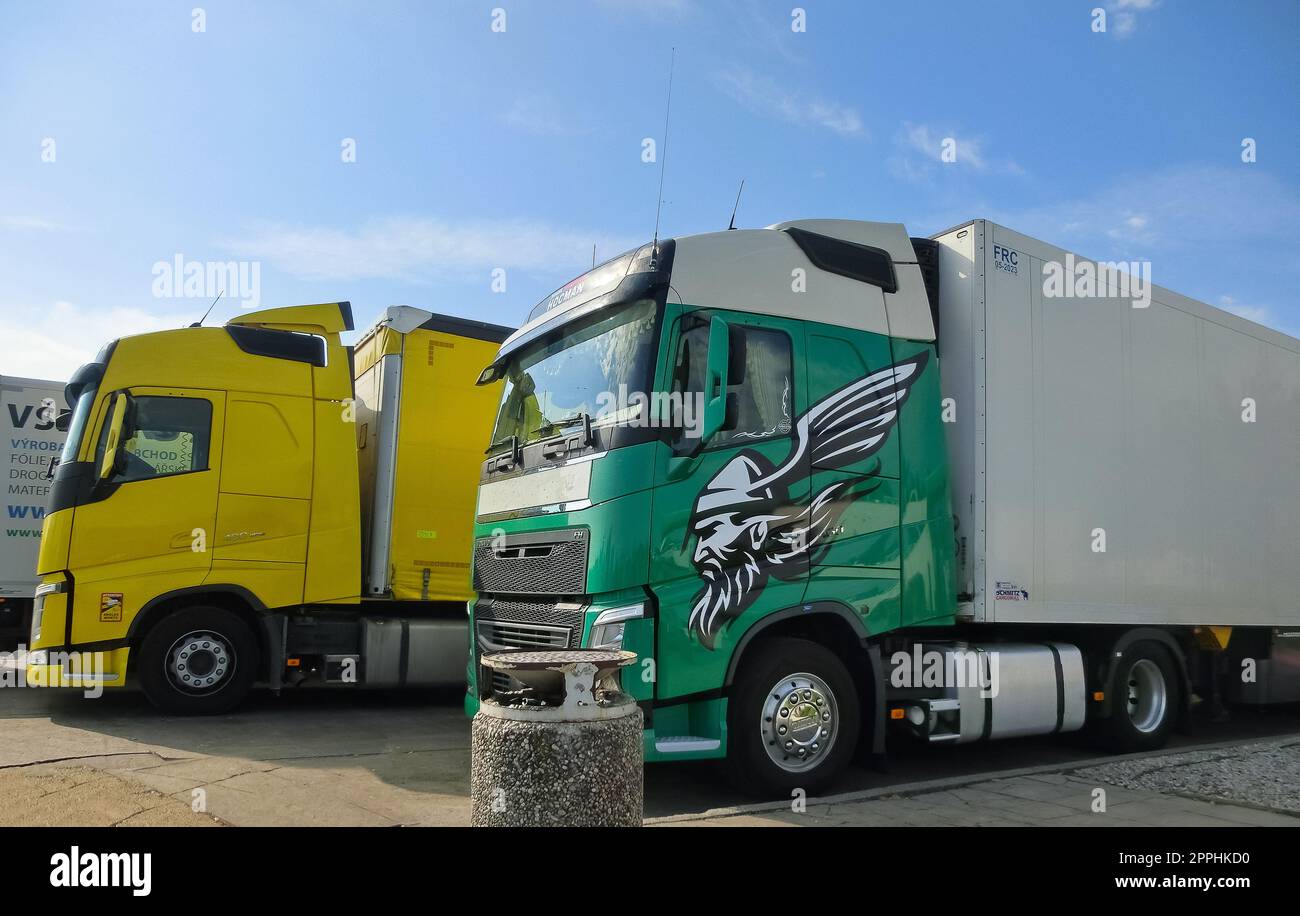 Trucks and Semi Trailer Trucks the Parking lot. Delivery Trucks. Cargo ...