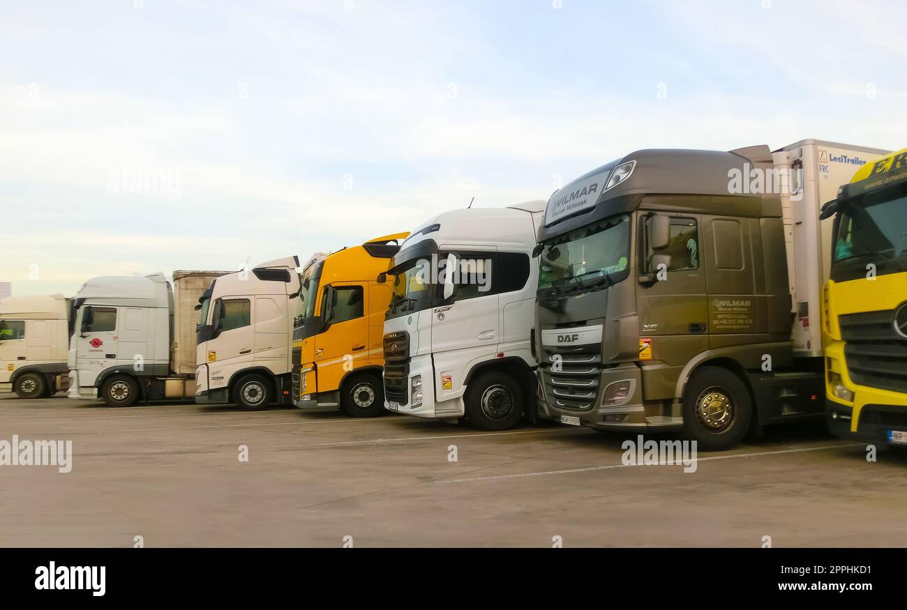 Trucks and Semi Trailer Trucks the Parking lot. Delivery Trucks. Cargo ...