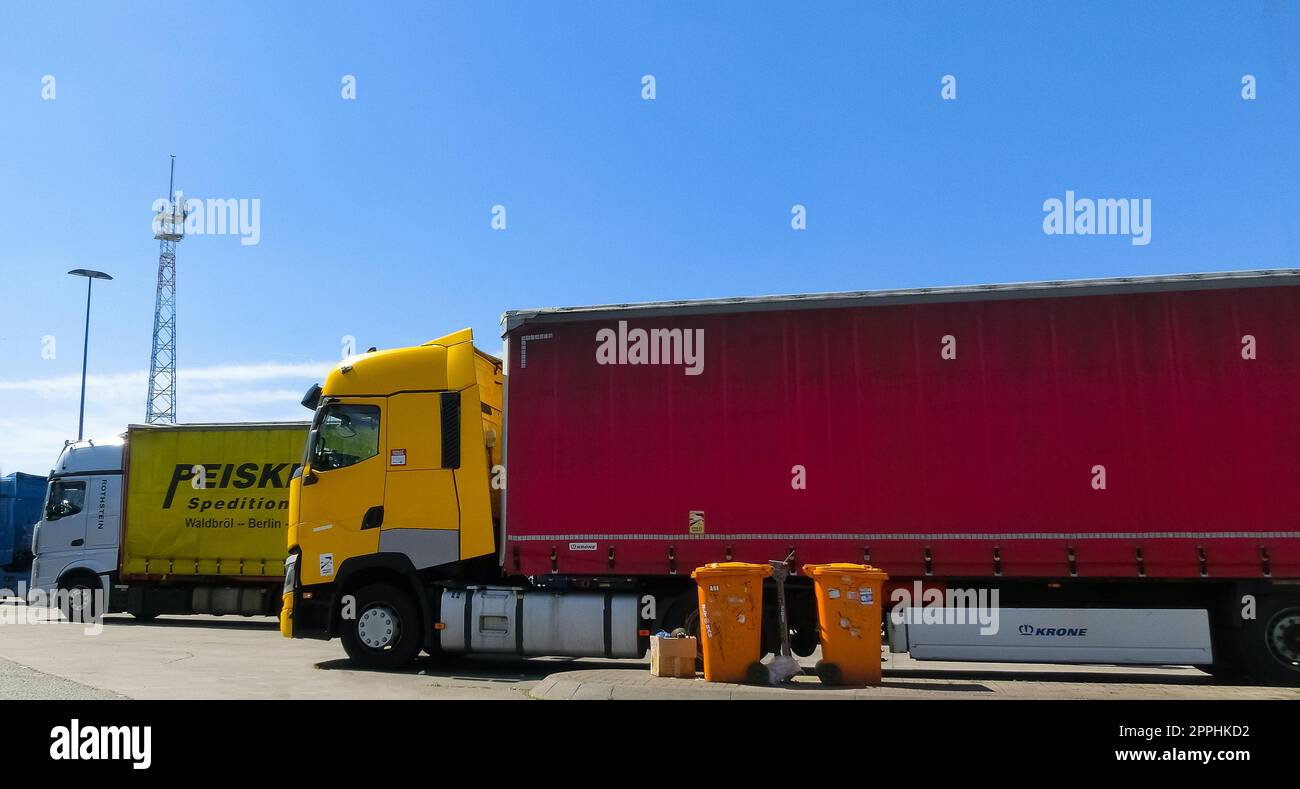 Trucks and Semi Trailer Trucks the Parking lot. Delivery Trucks. Cargo ...