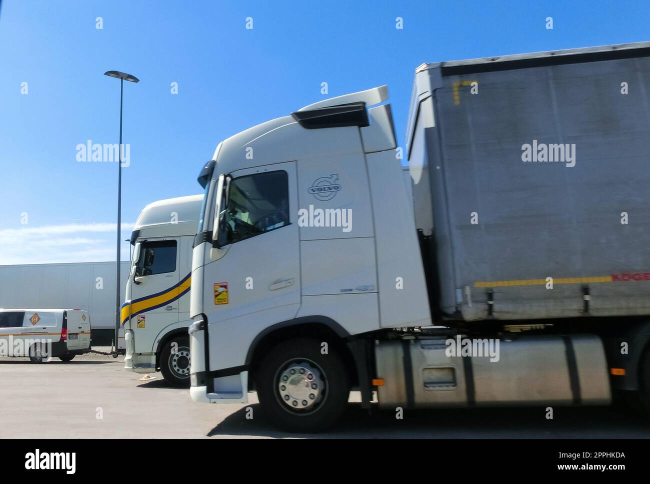 Trucks and Semi Trailer Trucks the Parking lot. Delivery Trucks. Cargo ...
