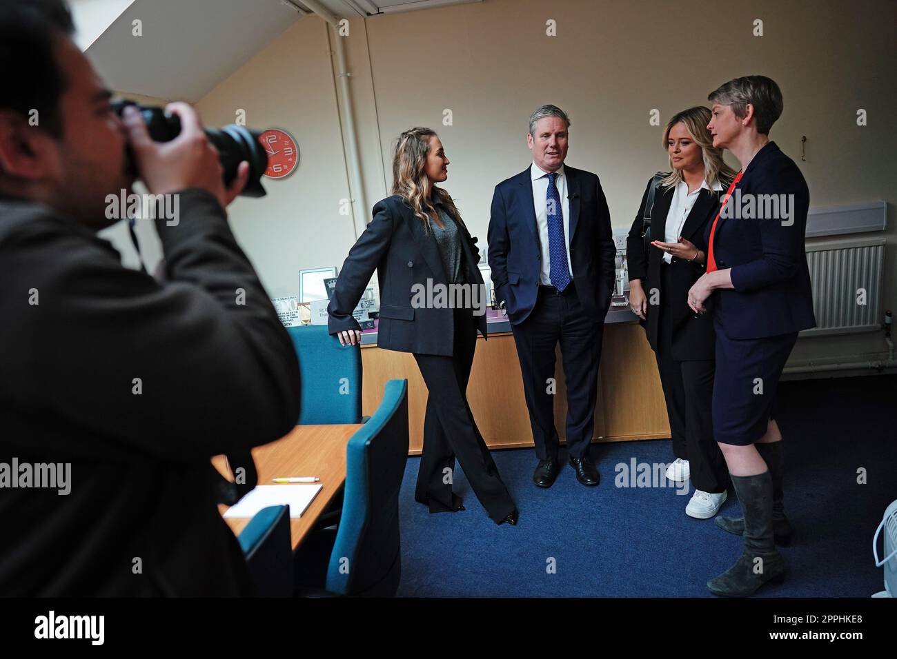 (left to right) Georgia Harrison Labour leader Sir Keir Starmer, Emily ...