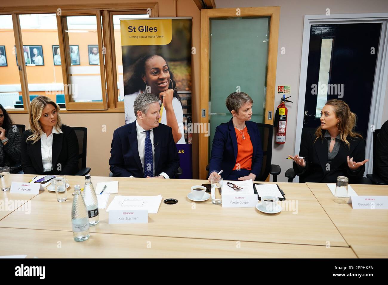 (left to right) Emily Atack, Labour leader Sir Keir Starmer, shadow ...