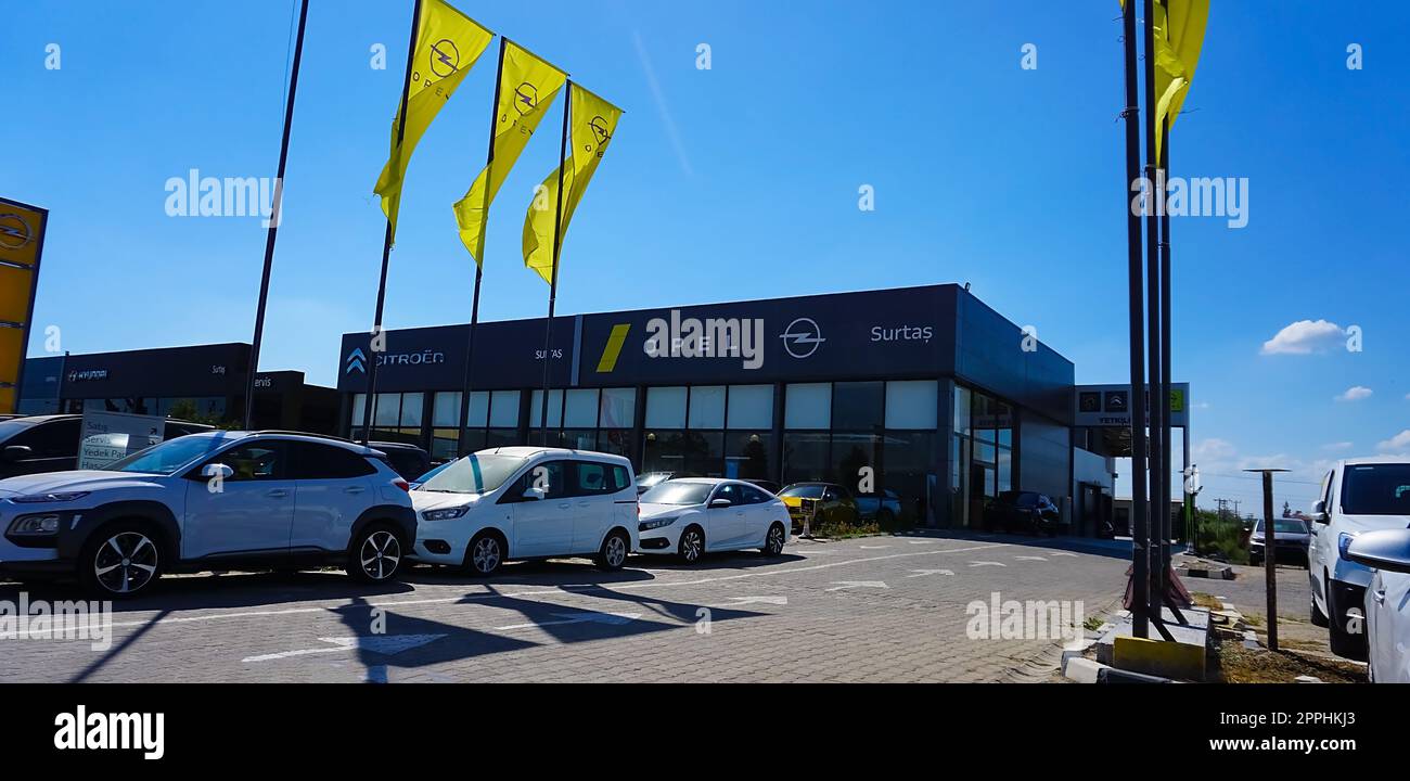 Antalya, Turkey - September 17, 2022: Opel company logo on facade of ...