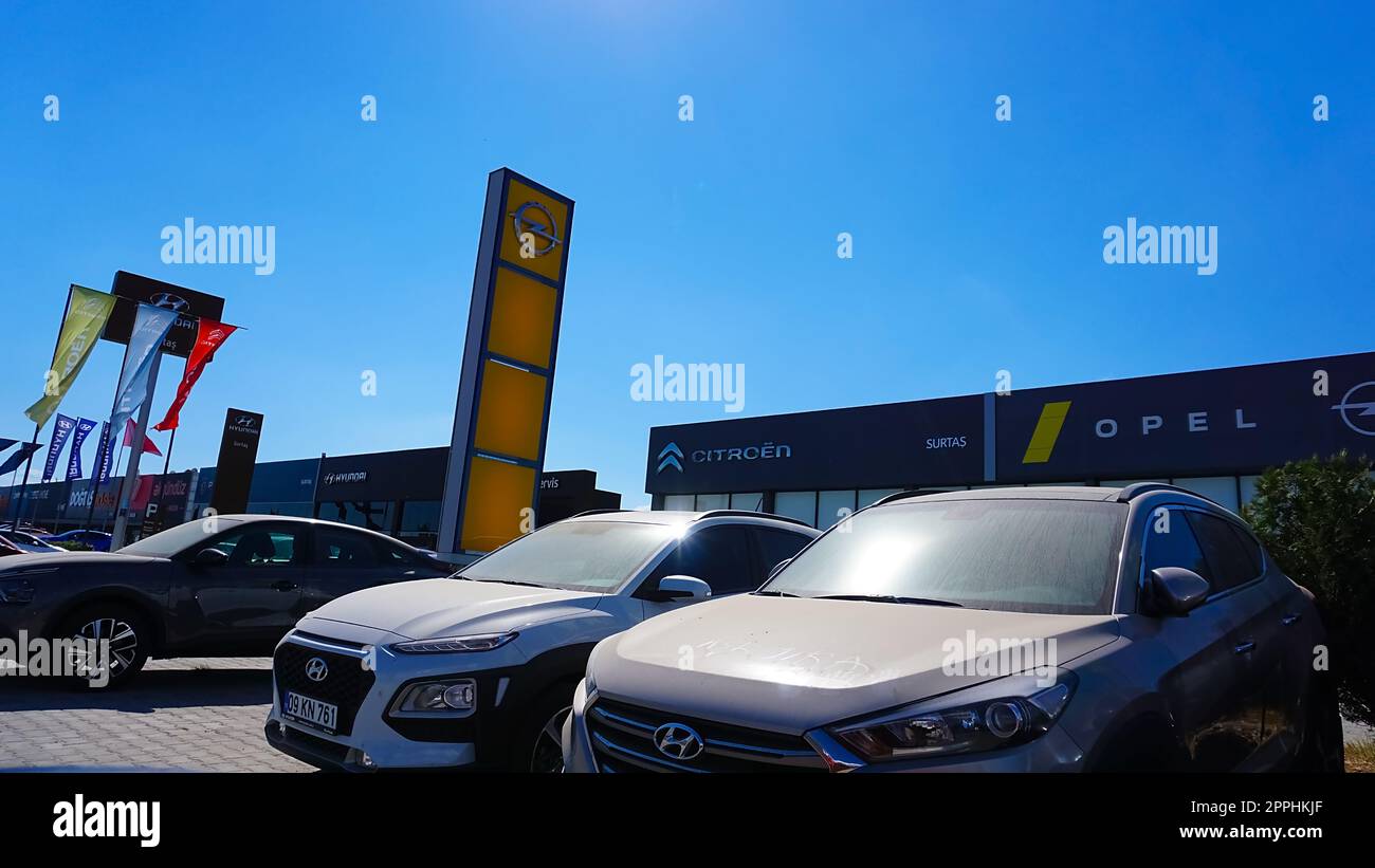 Antalya, Turkey - September 17, 2022: Opel company logo on facade of ...