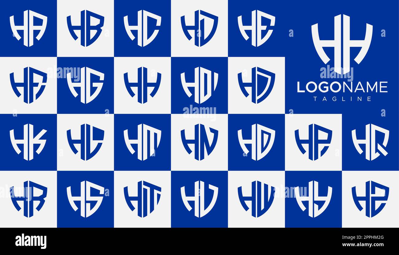 Set of shield H letter logo design vector. Simple security H logo ...
