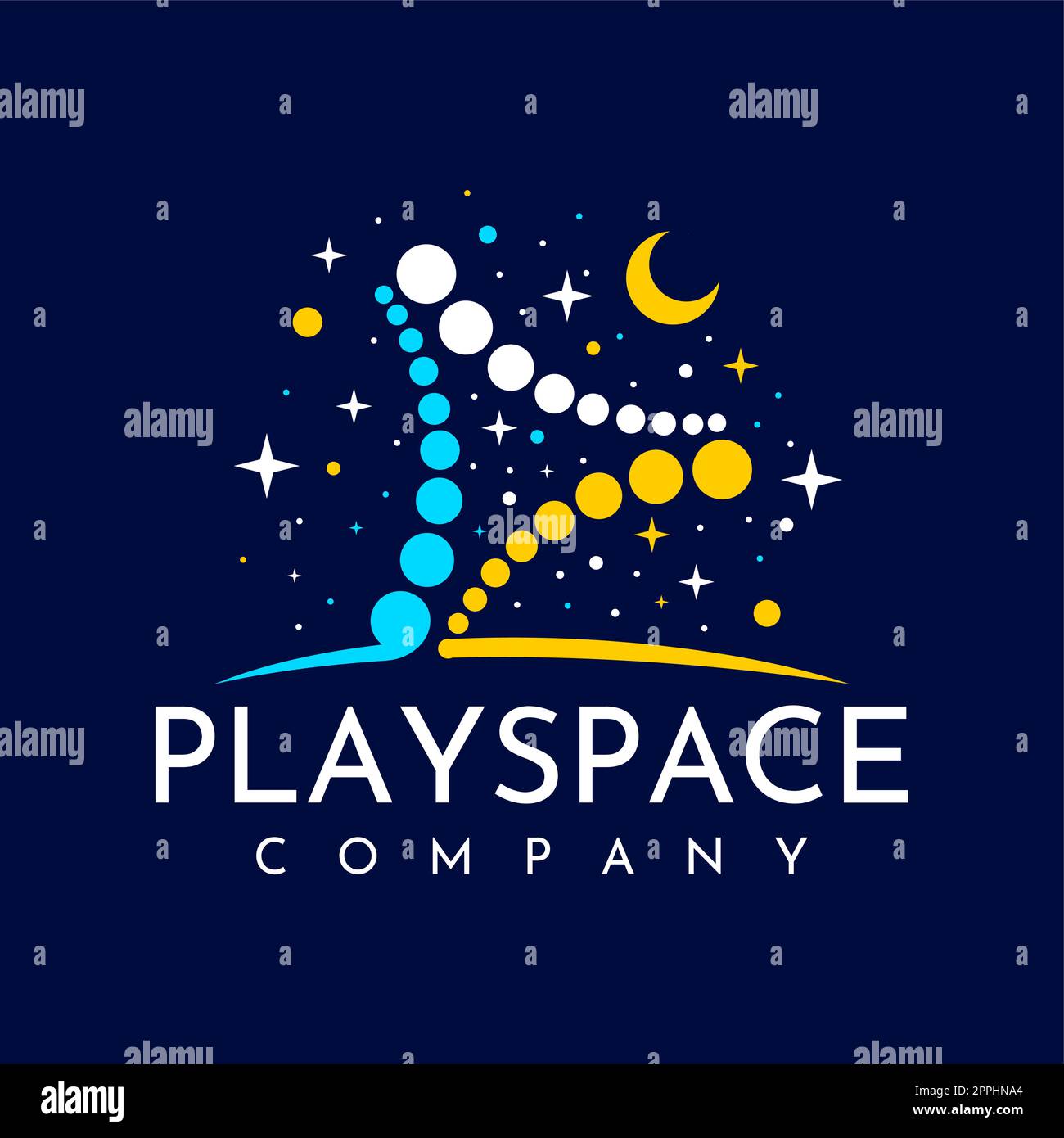 Illustrative play space logo design vector. Modern video star branding ...