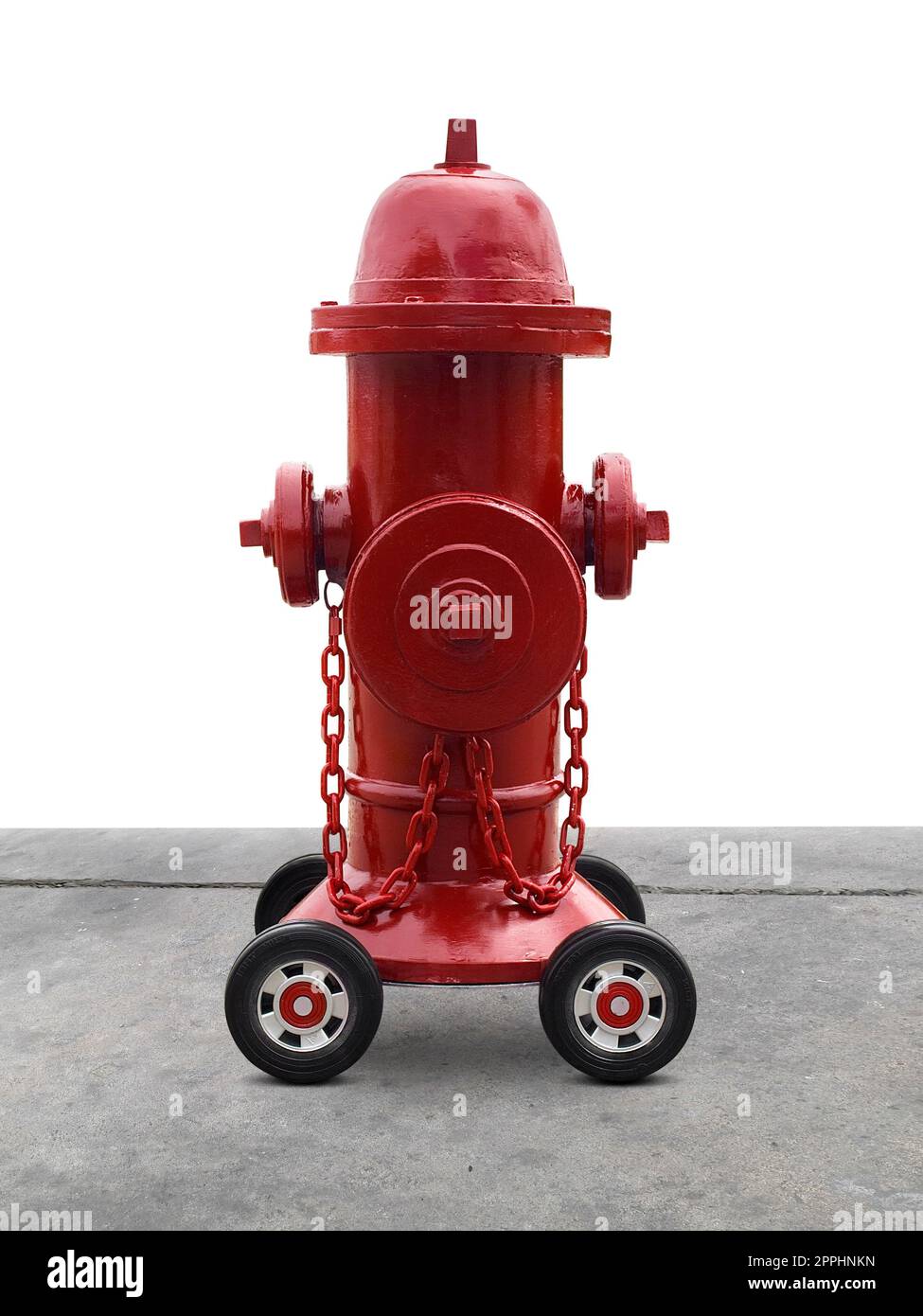 Water flowing from an open red fire hydrant. isolated on white ...