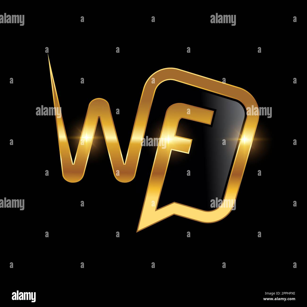Golden Monogram Logo Initial Letters WF Stock Vector Image & Art - Alamy