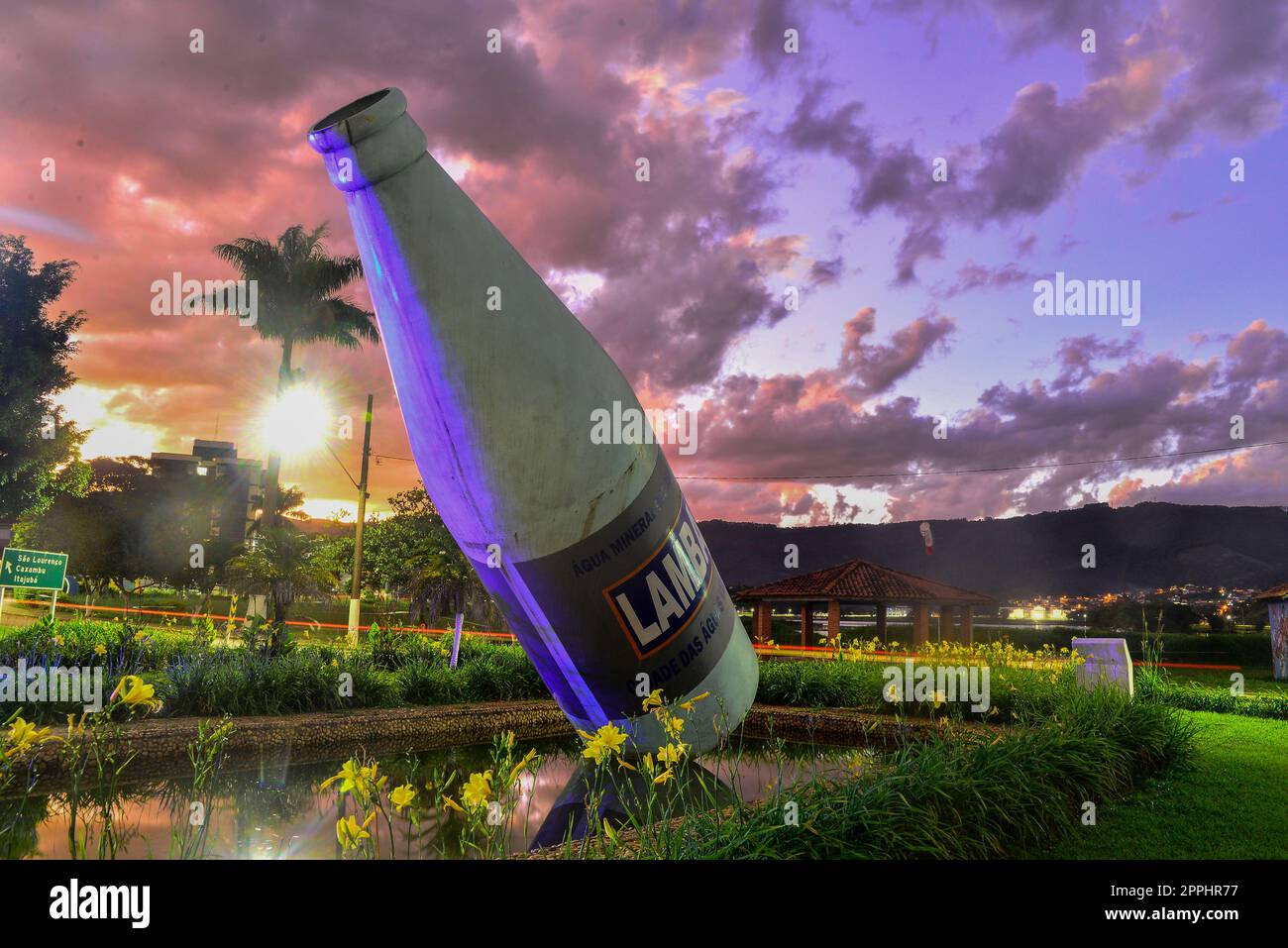 The bottle of mineral water main square at Lambari town, one of the ...