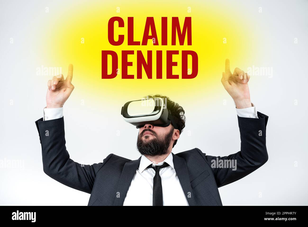 Hand writing sign Claim Denied. Word Written on Requested reimbursement ...