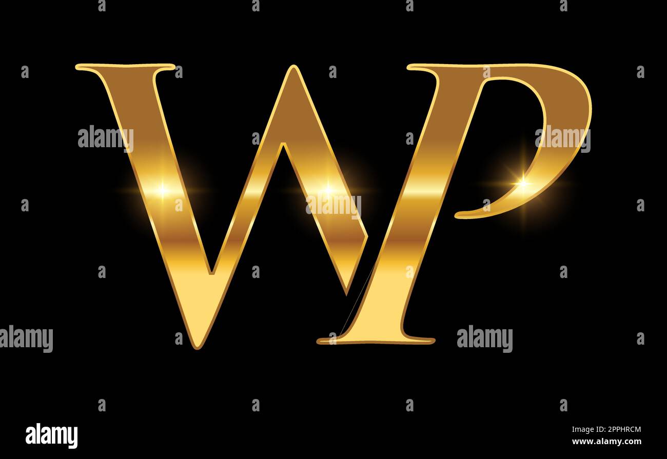 Golden Monogram Logo Initial Letters WP Stock Vector Image & Art - Alamy