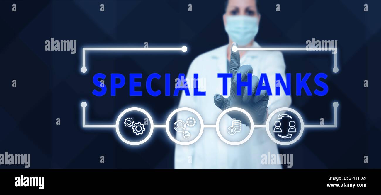 Conceptual caption Special Thanks. Concept meaning expression of ...