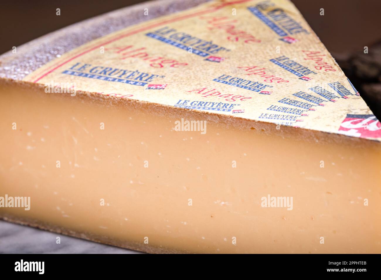Famous and tasted Le GruyÃ¨re Alpage swiss cheese Stock Photo - Alamy