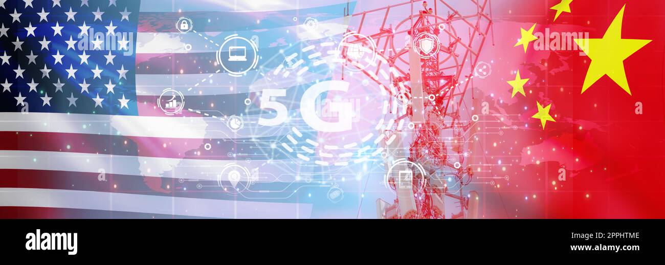US-China conflict over 5G technology. 5G network service. 5G technology ...