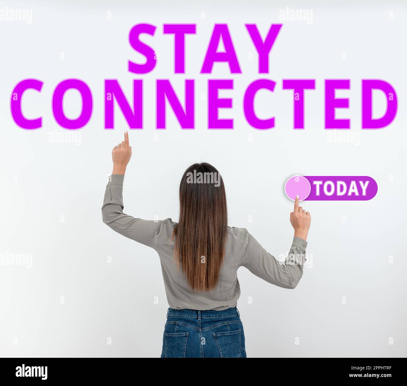 Hand writing sign Stay Connected. Business idea To keep communicating ...