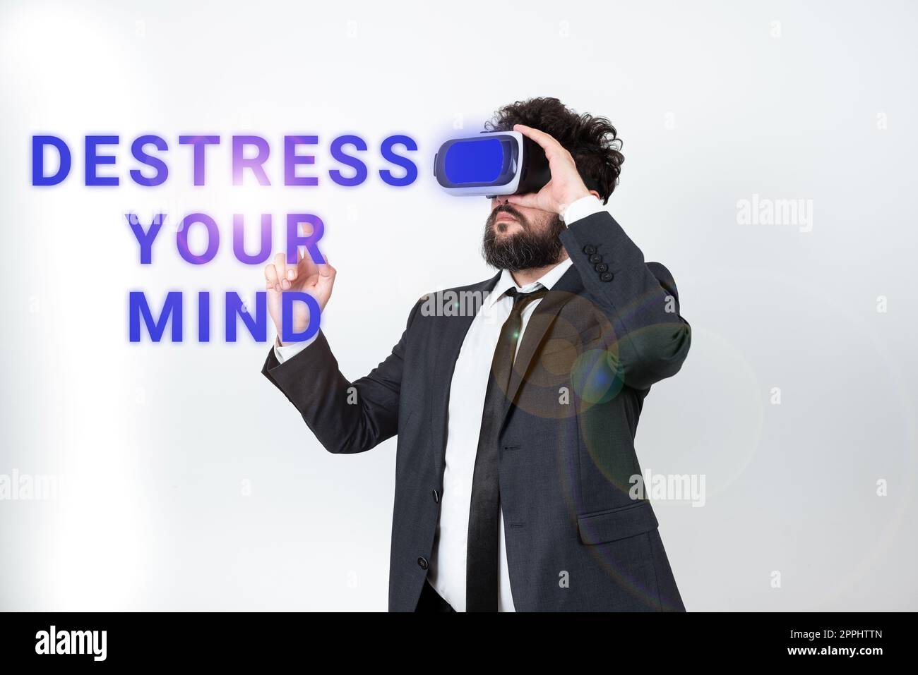 Hand writing sign Destress Your Mind. Word Written on to release mental ...