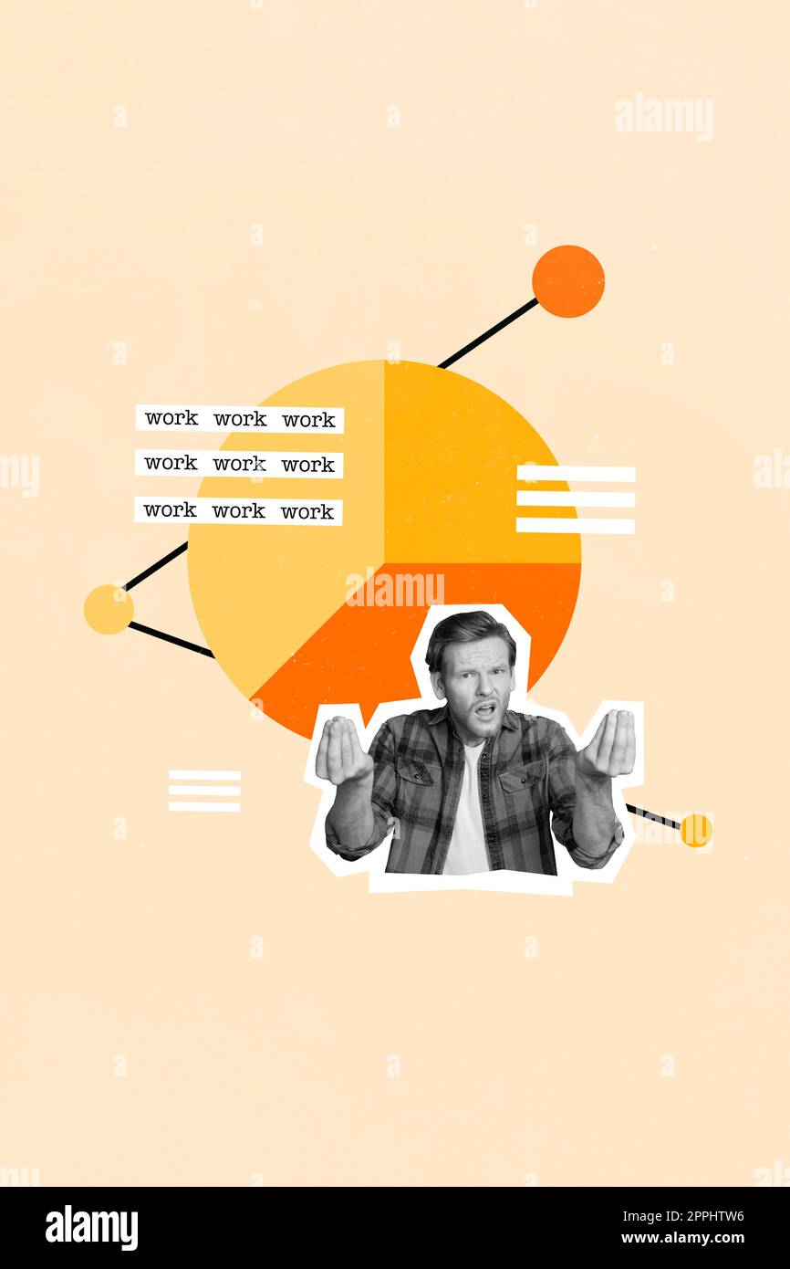 Collage image artwork picture of funny worried nervous guy disappointed ...