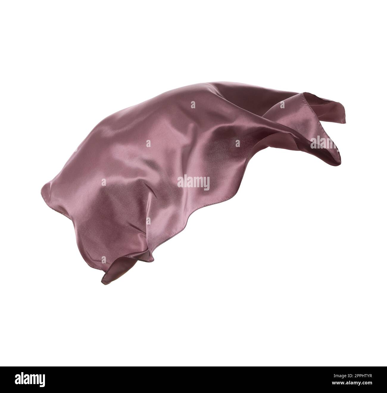 Beautiful delicate dusty rose silk floating on white background Stock ...