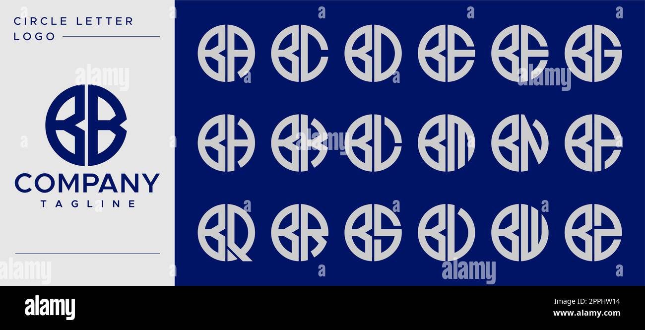 Collection of simple circle letter B logo design vector. B letter mark ...