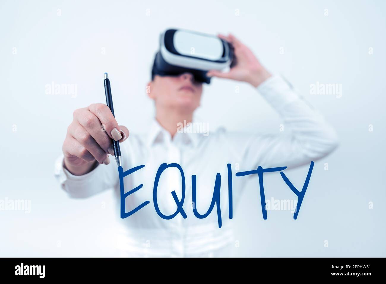 Sign displaying Equity. Word for quality of being fair and impartial ...
