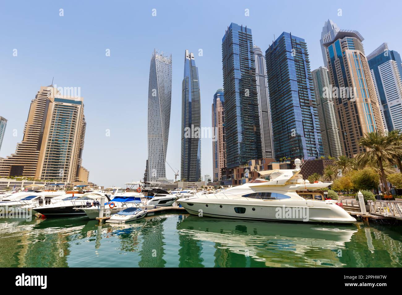Dubai Marina skyline yacht harbor architecture travel in United Arab ...