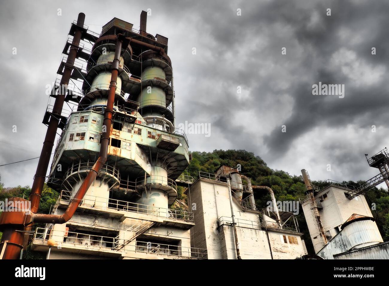Mali Zvornik, Serbia, September 29 2022 Cement plant, Brasina mine ...